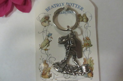 VINTAGE BEATRIX POTTER JEREMY FISHER PEWTER KEYCHAIN KEYRING NEW HAND ...