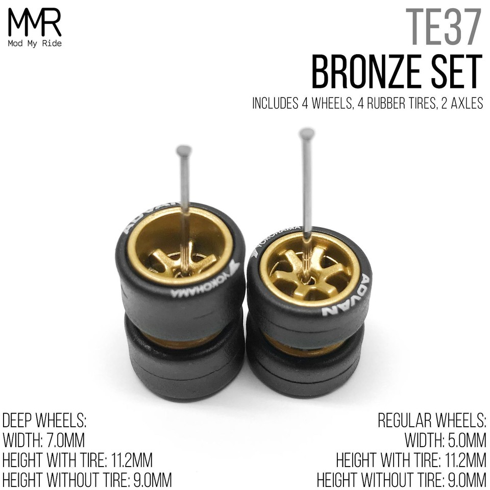 1/64 TE37 DEEP DISH Real Rider Wheels Rims Rubber Tires Set Custom for ...