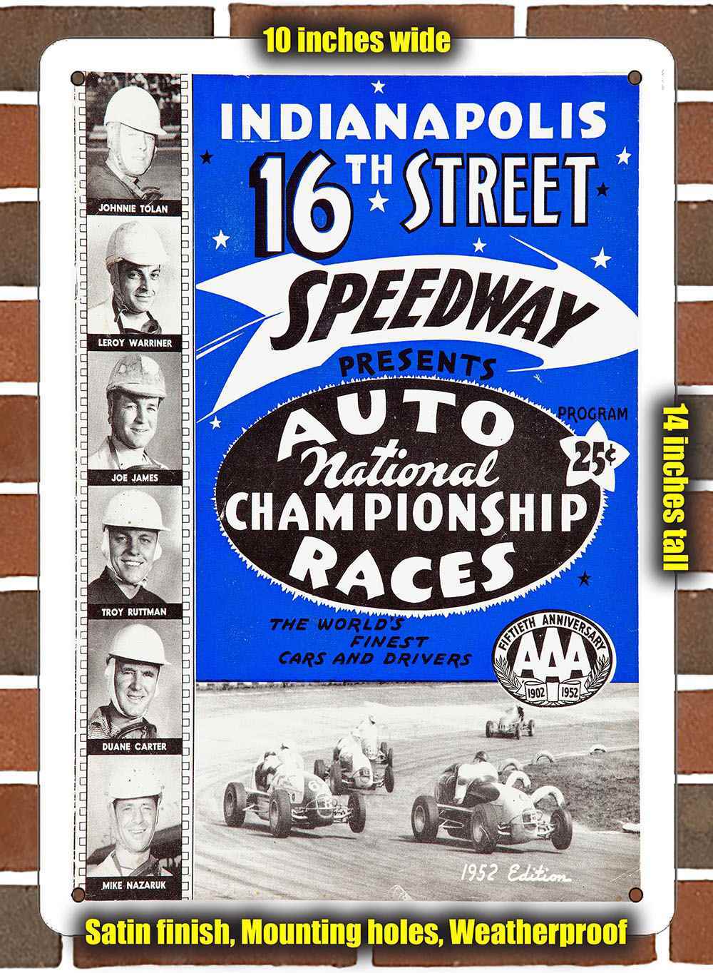 Metal Sign - 1952 Indianapolis 16th Street Speedway- 10x14 inches | eBay