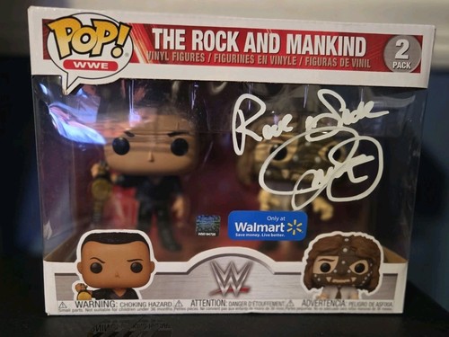 Mick Foley Signed FUNKO POP The Rock & Mankind 2 Pack WWE Signed 'Rock ...