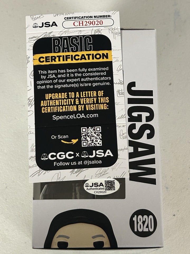 TOBIN BELL JIGSAW SAW SIGNED AUTOGRAPHED JIGSAW FUNKO POP PROOF JSA COA ...