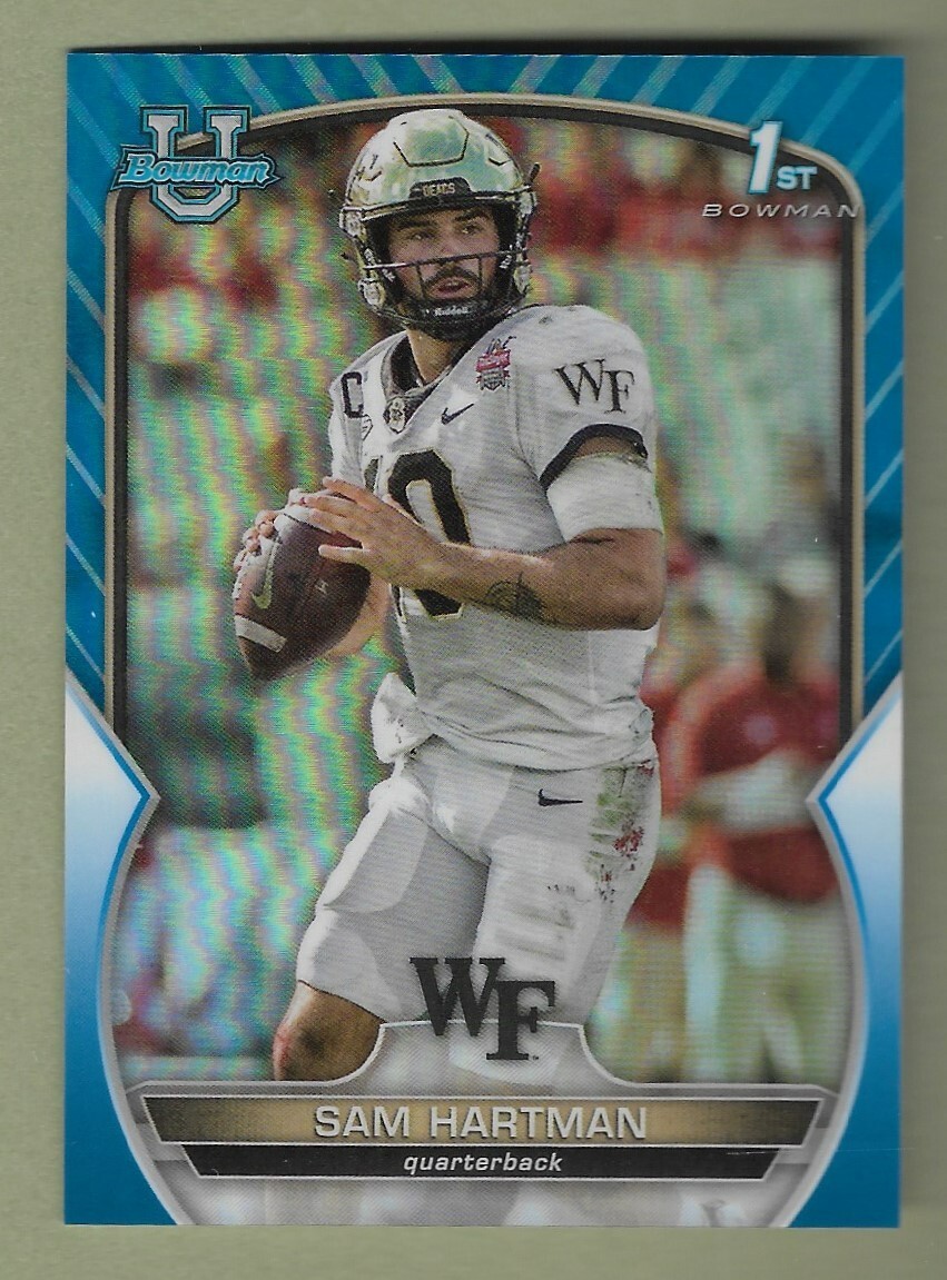 SAM HARTMAN 2022 BOWMAN U BLUE SP 1ST ROOKIE RC CARD #'D /199 NOTRE ...