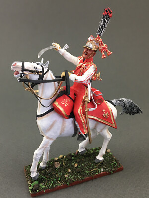 Painted Napoleonic metal figure 1/30, French Red Lancers miniature VID ...