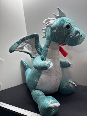 Large 20-Inch Blue Dragon Metallic Plush Toy With Red Ribbon By Walmart ...