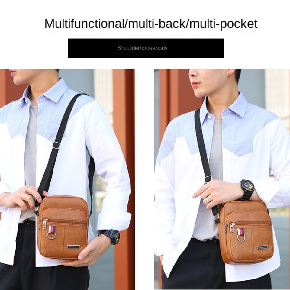 Waterproof Men's Bag Casual Brown Black Handbag Shoulder Messenger Bags ...