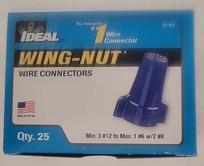 Ideal 30-454 Twist On Wire Connector,12-6 Awg,Pk25 Large Blue Wire Nuts ...