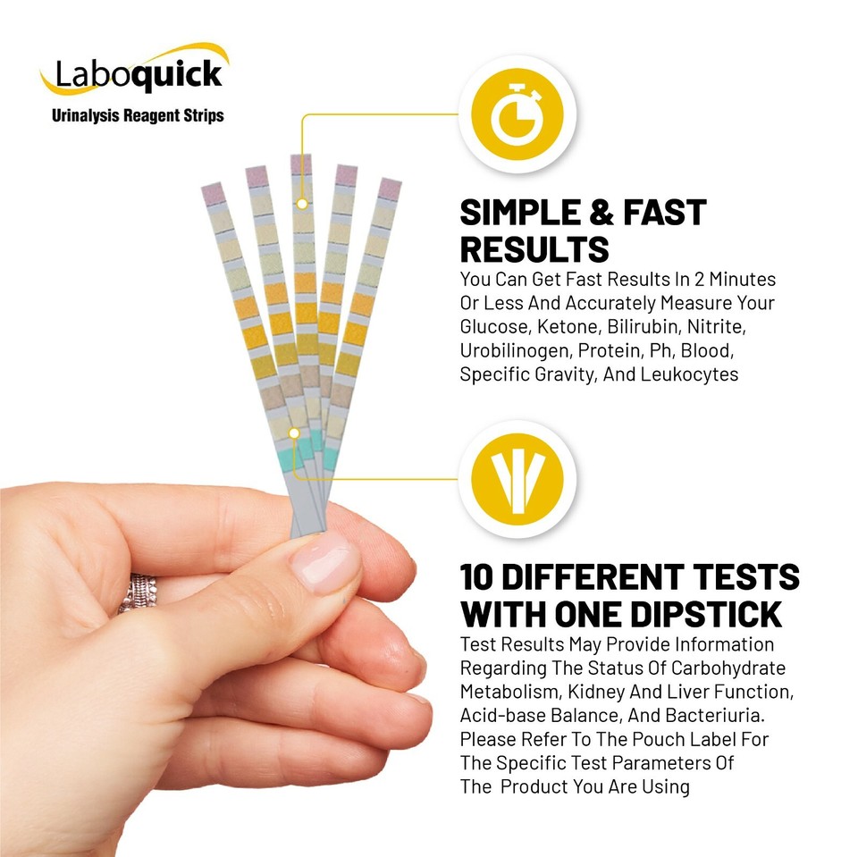 100 x Urine Strips 10 Parameter Urinalysis Dipsticks UTI Infection, Ph ...