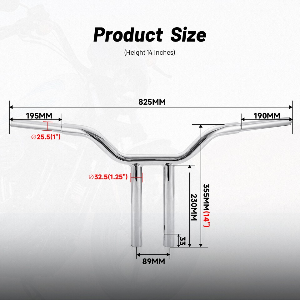 10" 12" 14" 16" MX-T Bars Handlebar For Harley Sportster XL Iron 883 ...