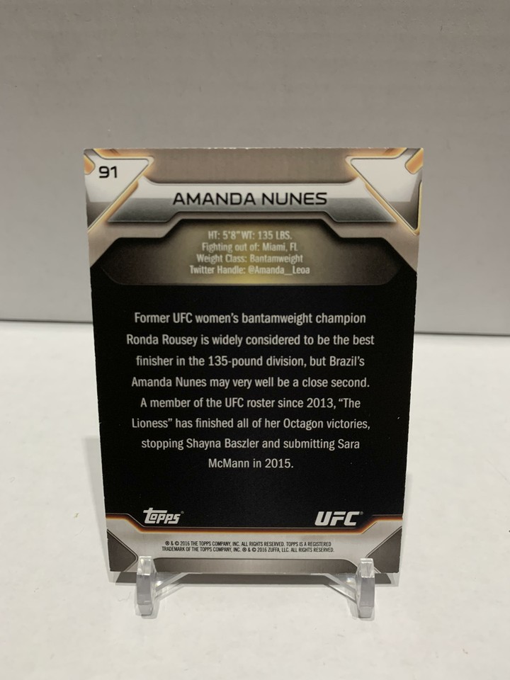 Amanda Nunes 2016 Topps UFC Knockout Gold Parallel Serial #'d /99 SP | eBay
