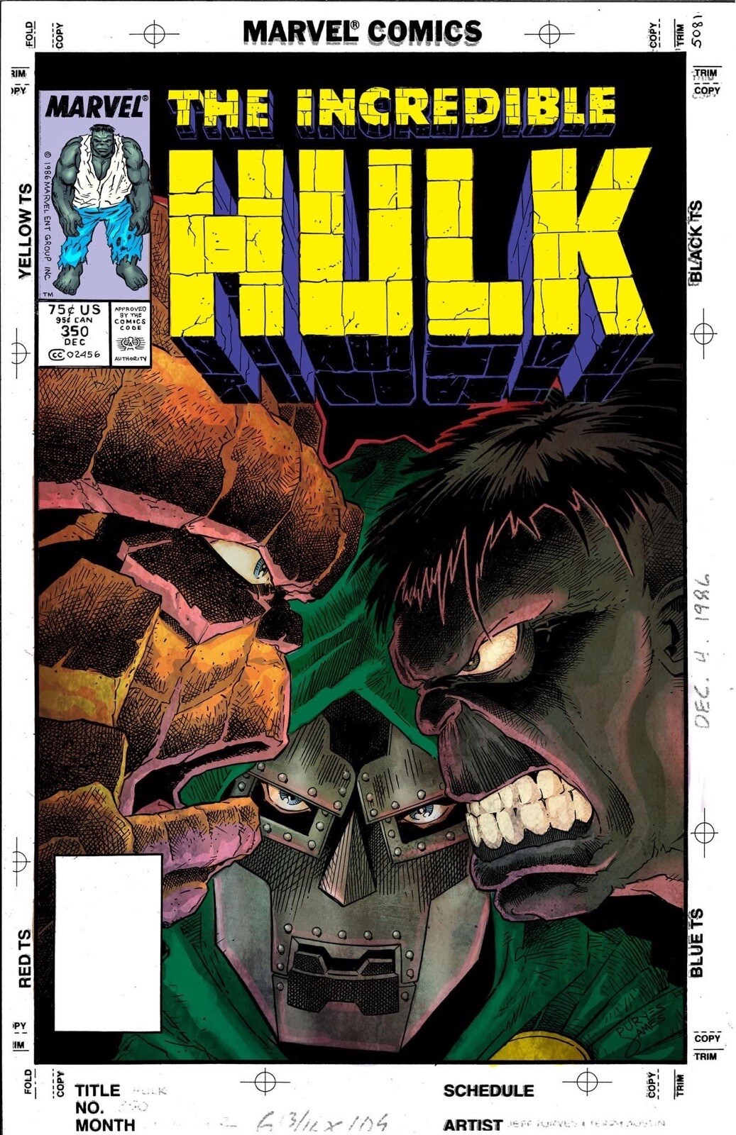 Incredible Hulk #350 11x17 Original Cover Recreation litho SIGNED By ...