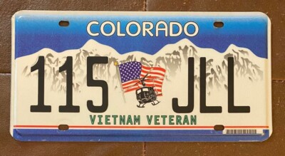Colorado 2017 MILITARY VIETNAM VETERAN GRAPHIC License Plate # 115 JLL ...