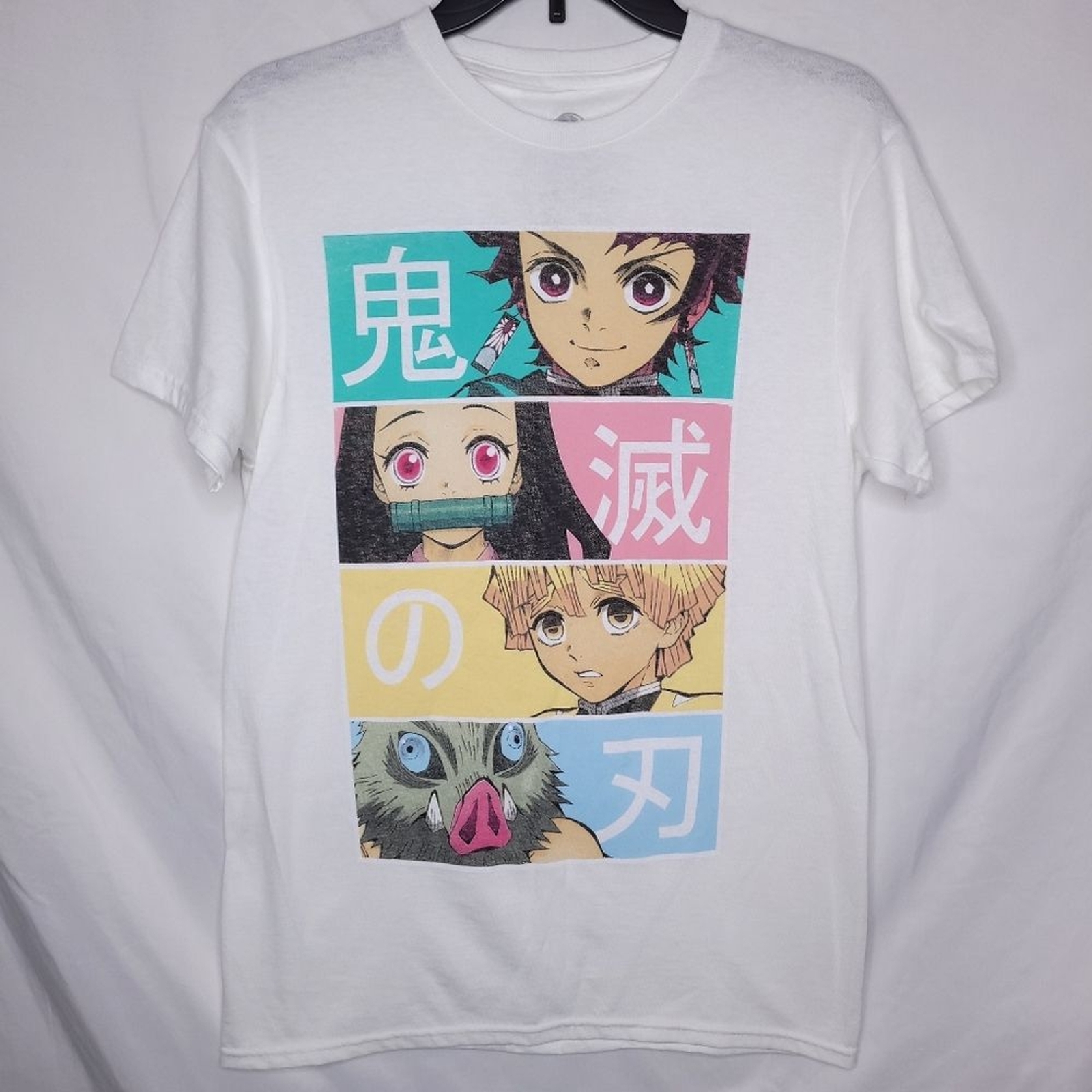 DEMON SLAYER Mens White Graphic T Shirt SMALL Tanjiro… - Gem