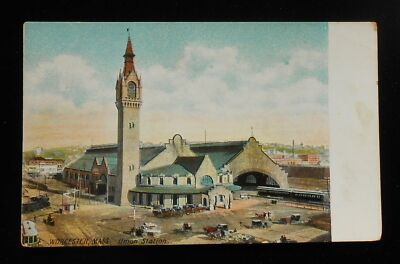 1900s Union Station Railroad Steam Engine Wagons Trolley Train ...