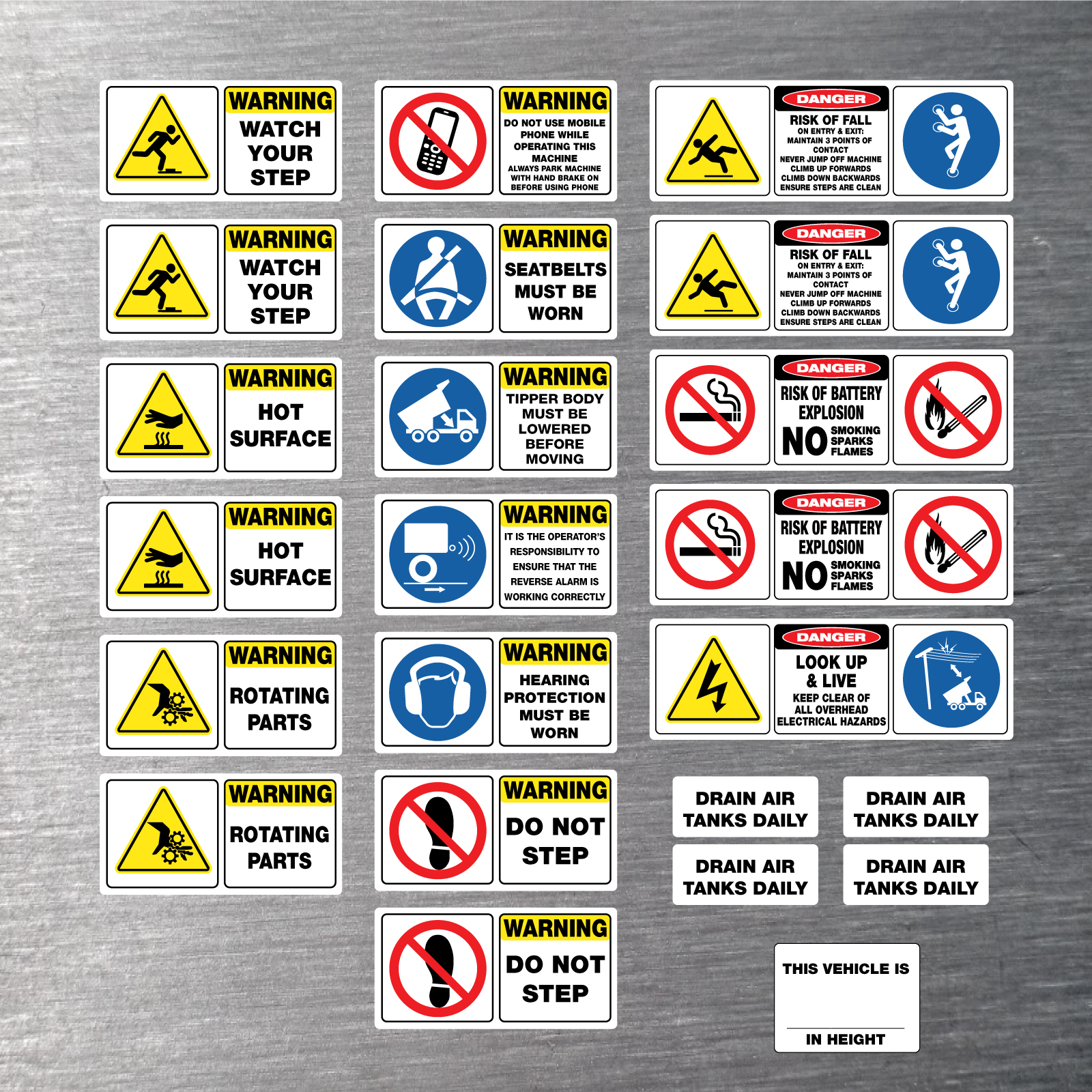 Tipper Truck & trailer risk assessment safety stickers full kit 42 ...