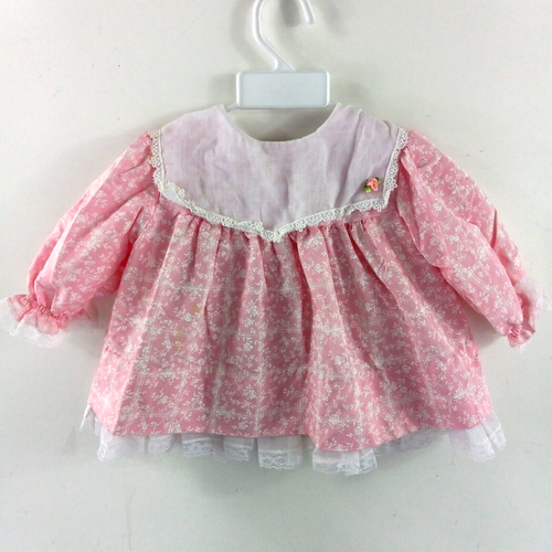 Vintage Bryan Easter Dress Girls Size 3-6 Months Pink White Floral ...