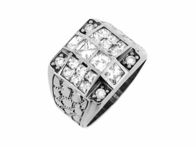 10k or 14k White Gold White CZ Cross Square Etched Unique Mens Ring | eBay