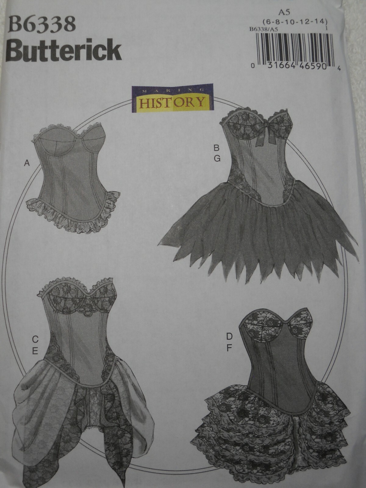 Butterick USA Sewing Pattern B 6338 A5 Ladies Cosplay History Corsage ...