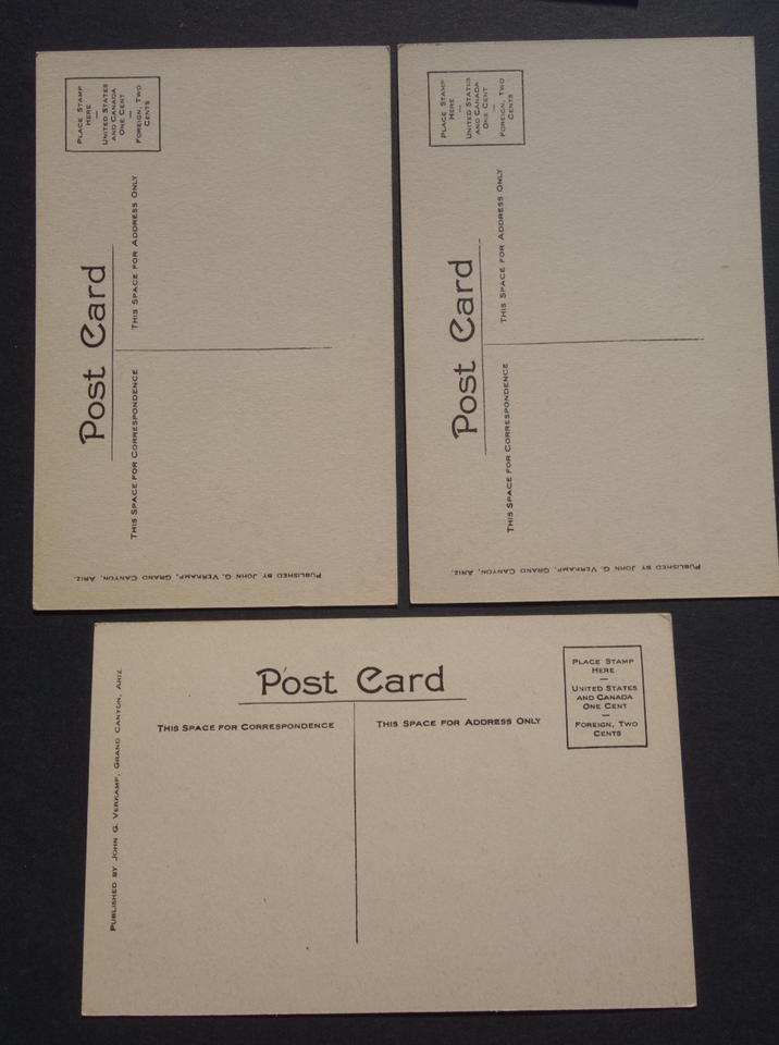 Grand Canyon AZ lot of 3 postcard views: Jacobs Lader, from Hopi Pt, up ...
