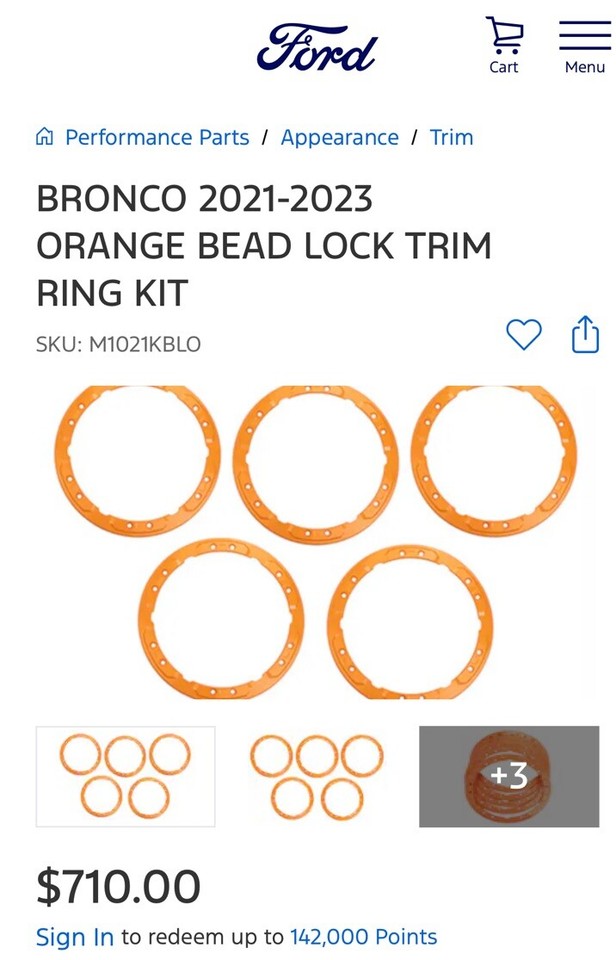 2021-2024 Ford BRONCO Bead-Lock Trim Ring Kit Orange | M-1021K-BLO ...