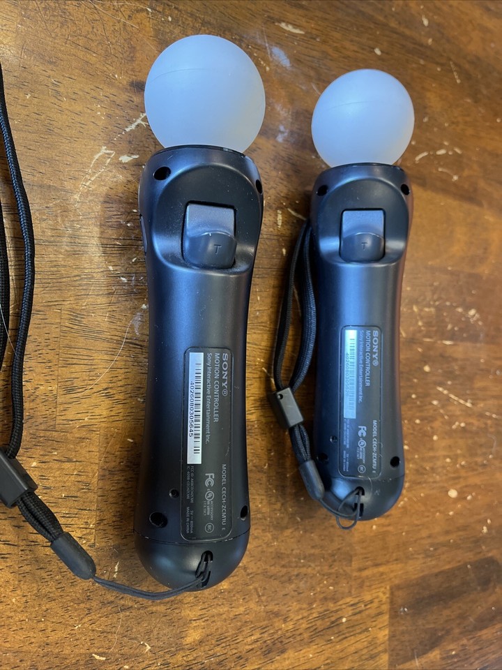 Sony PlayStation 3 PS3 OEM Move Motion Controller Black CECH-ZCM1U Set ...