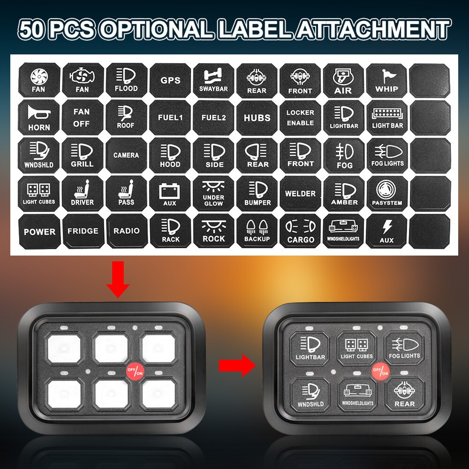 6 Gang Switch Panel Universal Circuit Control Box Button Switch Pod ...