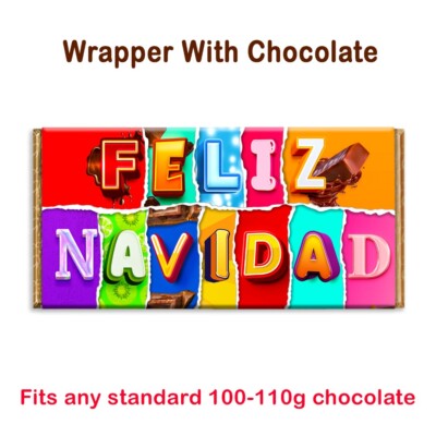 Feliz Navidad Merry Christmas Spanish Chocolate Bar Wrapper Novelty ...