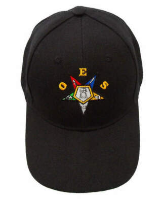 Order of the Eastern Star - Black Adjustable Baseball Cap OES Text and ...