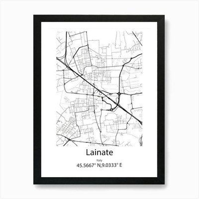 Lainate,Italy Minimalist Map Art Pr Framed Wall Art Poster Canvas Print ...