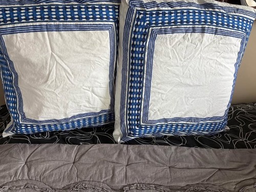 euro sham covers set of 2 blue and white | eBay