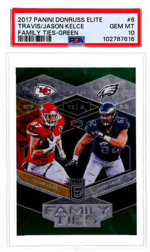 2017 Panini Donruss Elite Travis Kelce/Jason Kelce Family Ties Green #6 ...