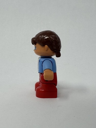 Lego Duplo Vintage Girl Figure Braided Hair Flower Shirt Blue Jacket ...