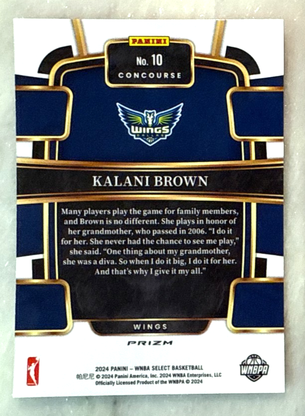 Kalani Brown 2024 Panini Select WNBA Pink Cracked Ice Prizm Card-#10 ...