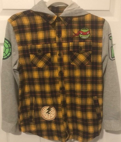 NWT kids bioworld Rare proto sample tmnt flannel/hooded size medium | eBay