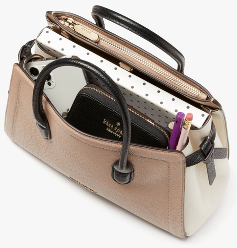 Kate Spade Knott Medium Satchel Beige Colorblock Pebbled Leather K4382 ...
