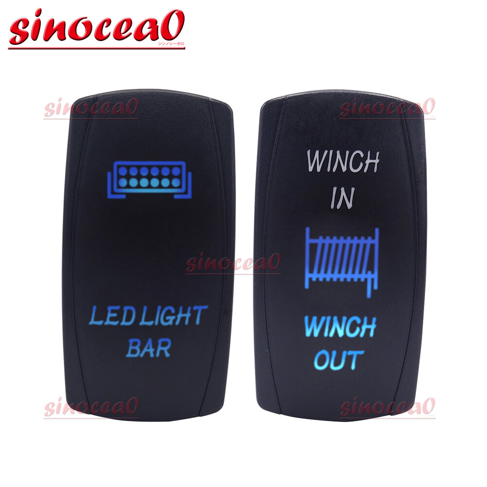 Laser 5 Pin LED LIGHT BAR+7 Pin WINCH IN/OUT Wire Control Rocker Toggle ...