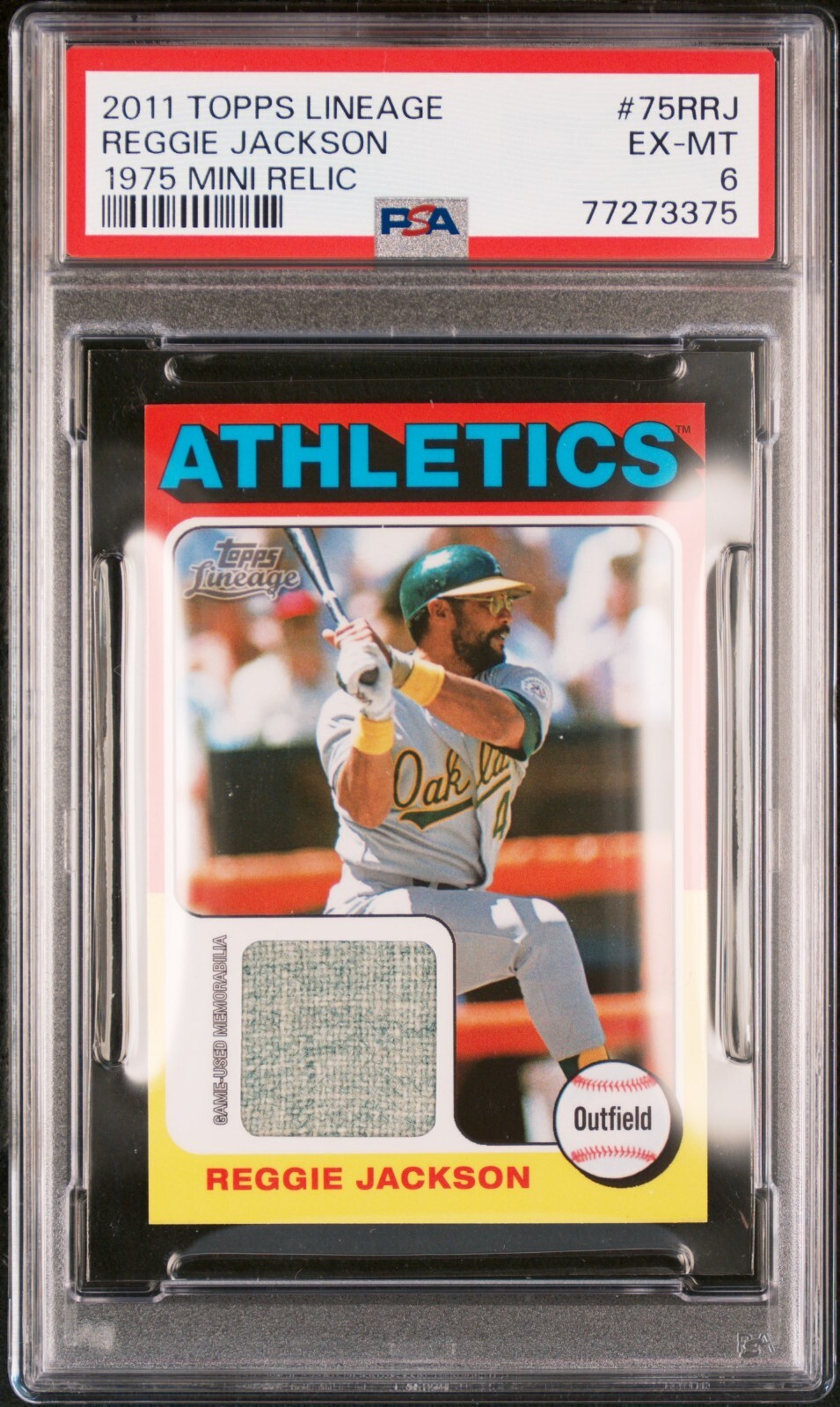 2011 Topps Lineage 1975 Mini Relic #75R-RJ Reggie Jackson-Oakland A's ...