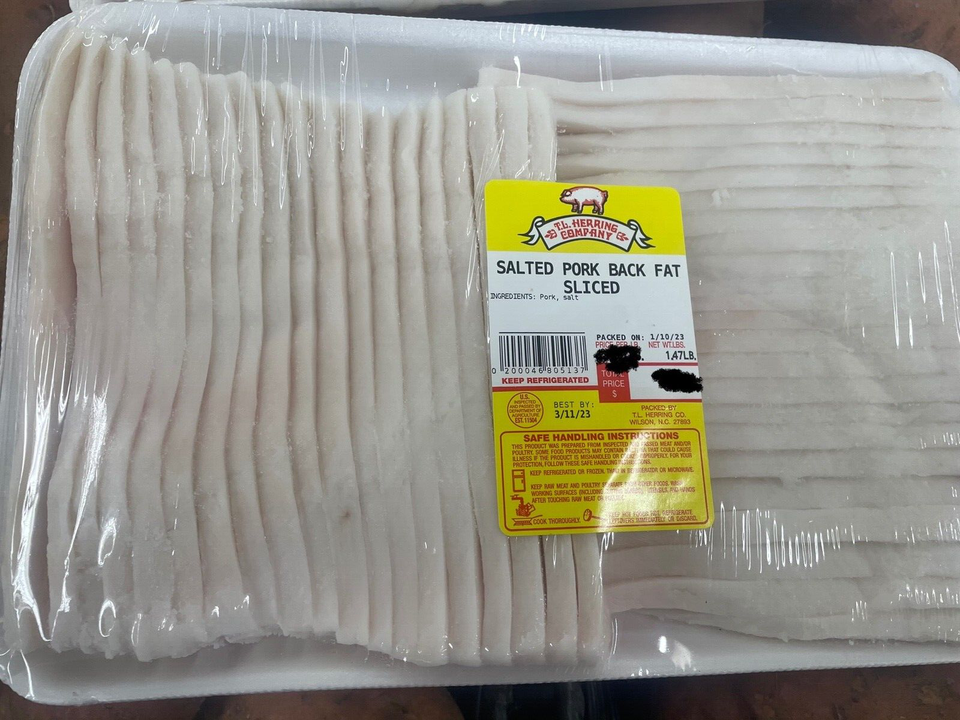 Salted Pork SLICED Fatback, 3 POUNDS Country Food , Soul Food, READ ...