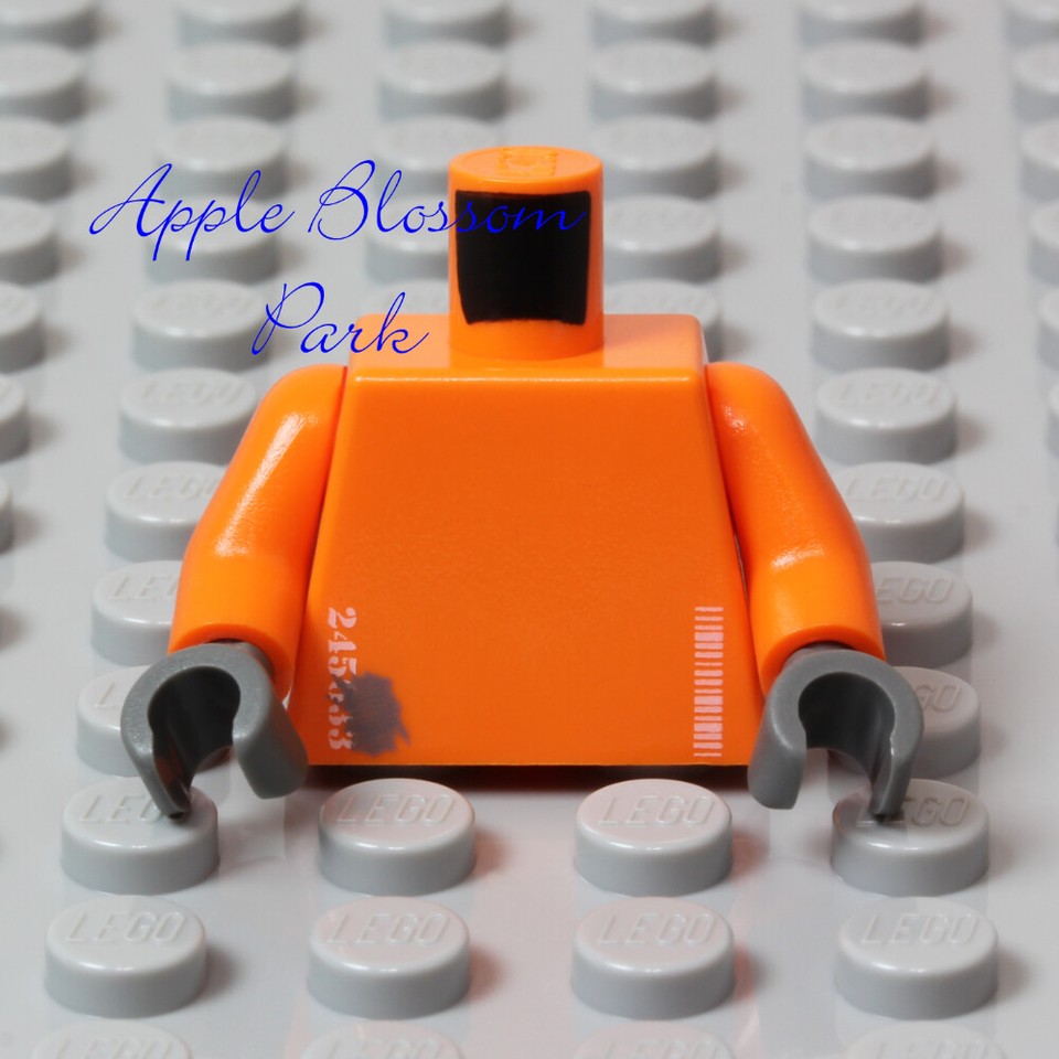 LEGO Prisoner JUMPSUIT MINIFIG TORSO LEGS Jail Bird Orange w/Jawson ...