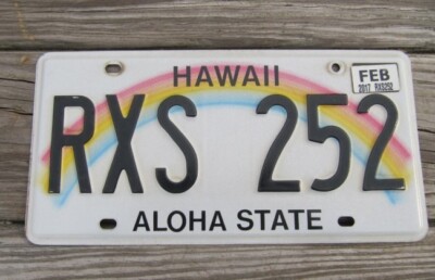 1 REAL HAWAII AUTHENTIC LICENSE PLATE RAINBOW AUTO NUMBER CAR TAG ALOHA ...