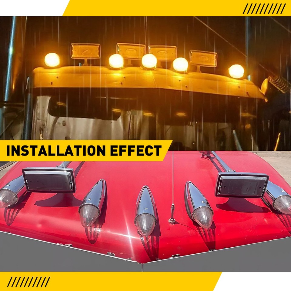 5-50X Clear Torpedo Cab Marker Lights Chrome LED Truck Roof Lights Top ...