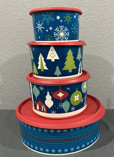 Tupperware HOLIDAY STACKING CANISTER SET ~ Christmas 2023 ~ 4 Piece ...
