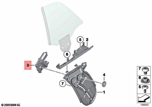 Genuine BMW E65 E66 RR1 RR1N Driver Side Window Motor Left OEM ...