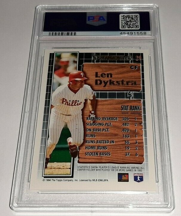 1994 Topps Black Gold #29 Len Dykstra Card Graded PSA 9 Mint Pop 4 | eBay