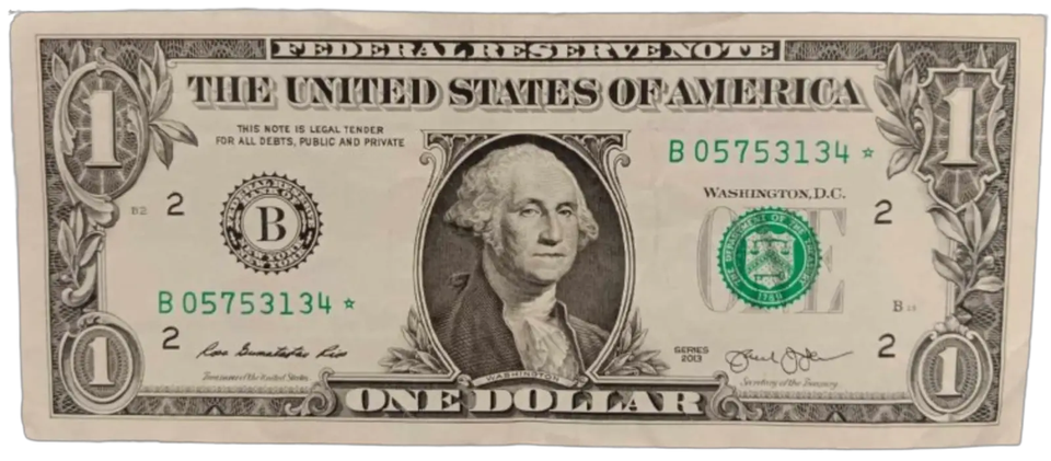 2013 B duplicate Star notes. $1 One Dollar Bill. Star Note. Federal ...