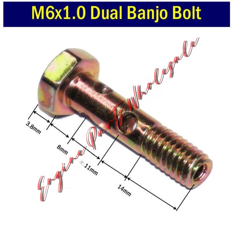 M6x1.0 M6x1 M6 Dual Double Banjo Bolt Metric Threaded Fitting w ...