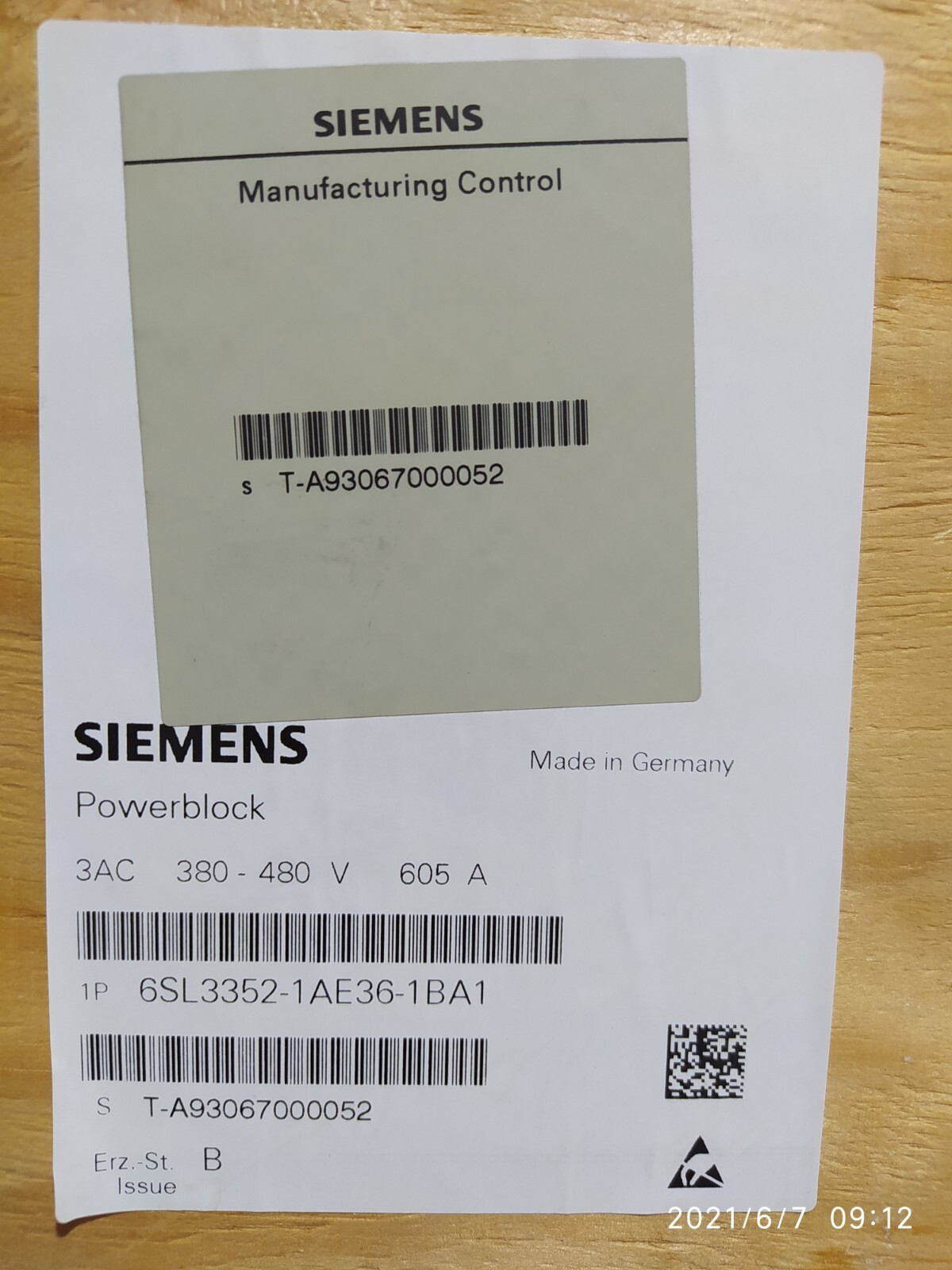 Siemens 6SL3351-1AE36-1BA1 Mfr. Part #: 6SL3351-1AE36-1BA1 | eBay