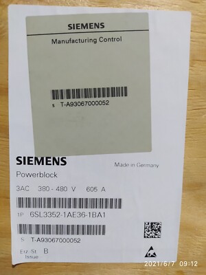 Siemens 6SL3351-1AE36-1BA1 Mfr. Part #: 6SL3351-1AE36-1BA1 | eBay