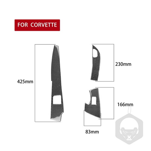 3PCS Carbon Fiber Door Window Switch Panel Interior Trim For Corvette ...