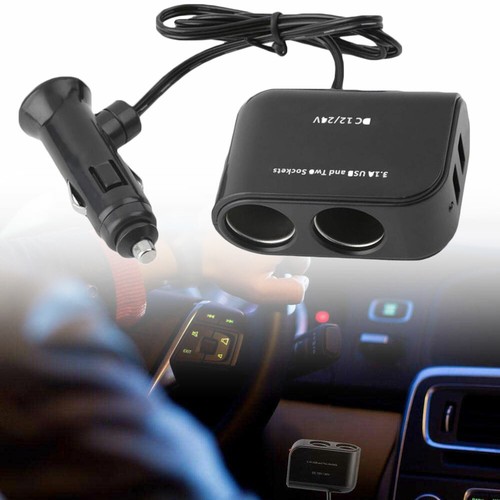 12V Car Cigarette Lighter Socket Power Adapter 2Way Dual USB Charger ...