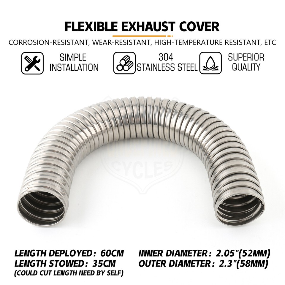 2X Exhaust Flex Pipe Flexible Exhaust Cover for Harley FL EL ...